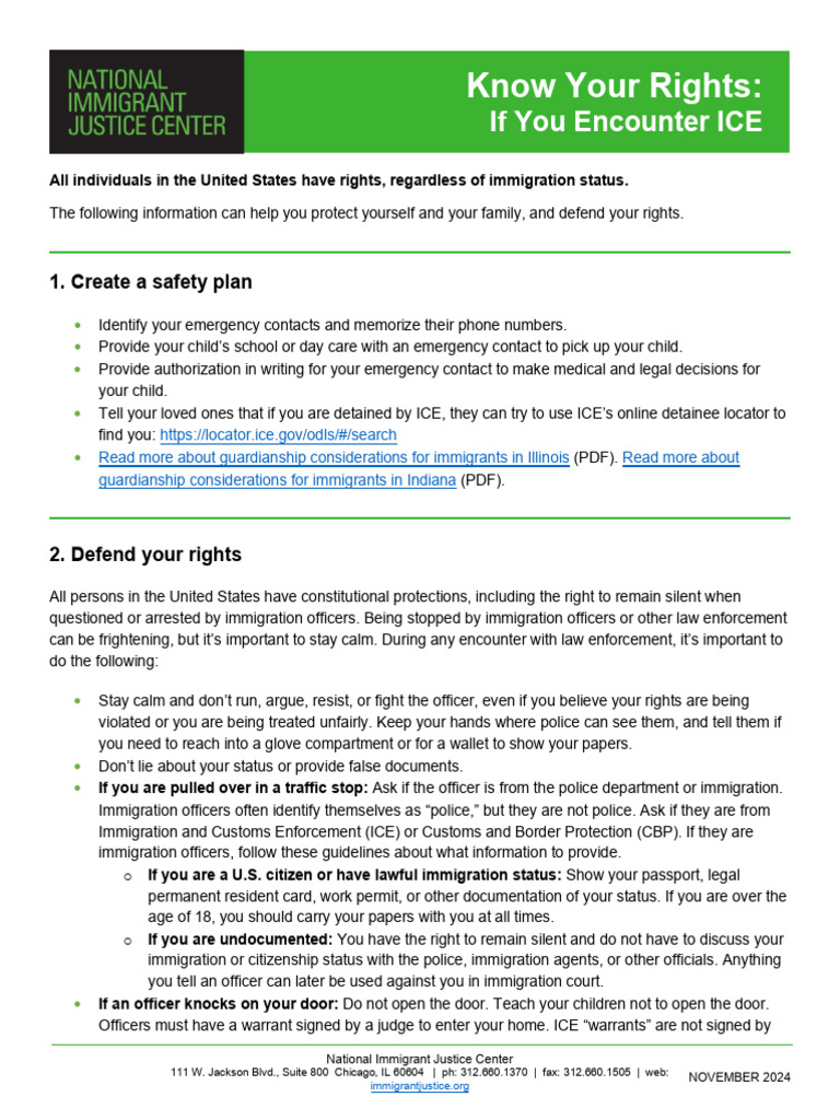 Rights When You Encounter ICE Nov. 2024 (English) | PDF | U.S ...