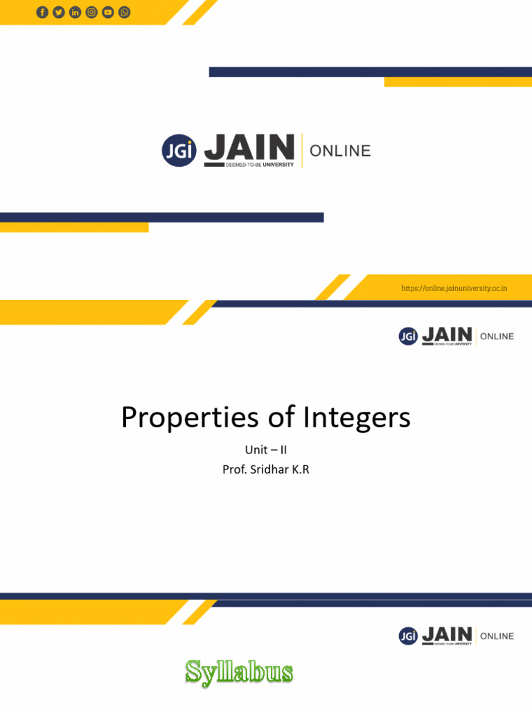 MFCA Properties of Integers Unit 3 B | PDF