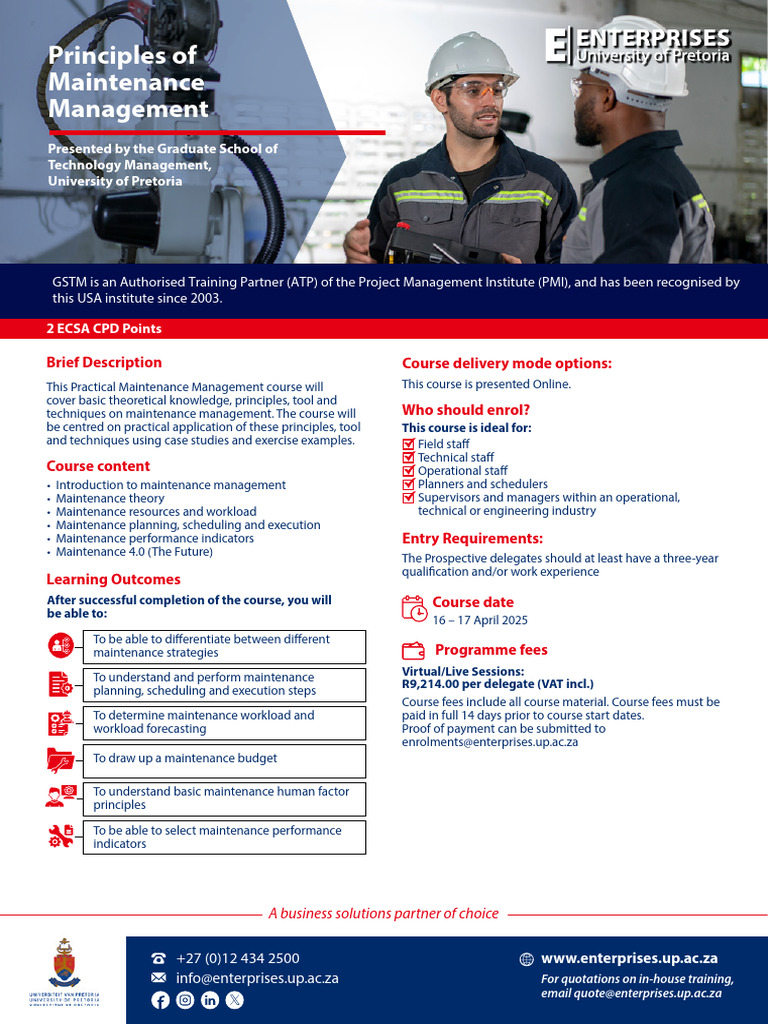 Principles of Maintenance Management Course | PDF