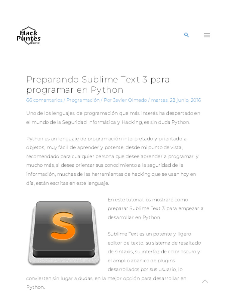Preparando Sublime Text 3 Para Programar En Python Hackpuntes Pdf Python Lenguaje De