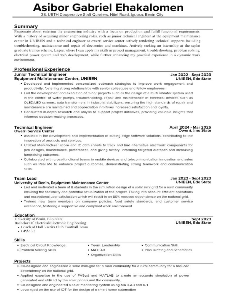 Asibor's CV | PDF