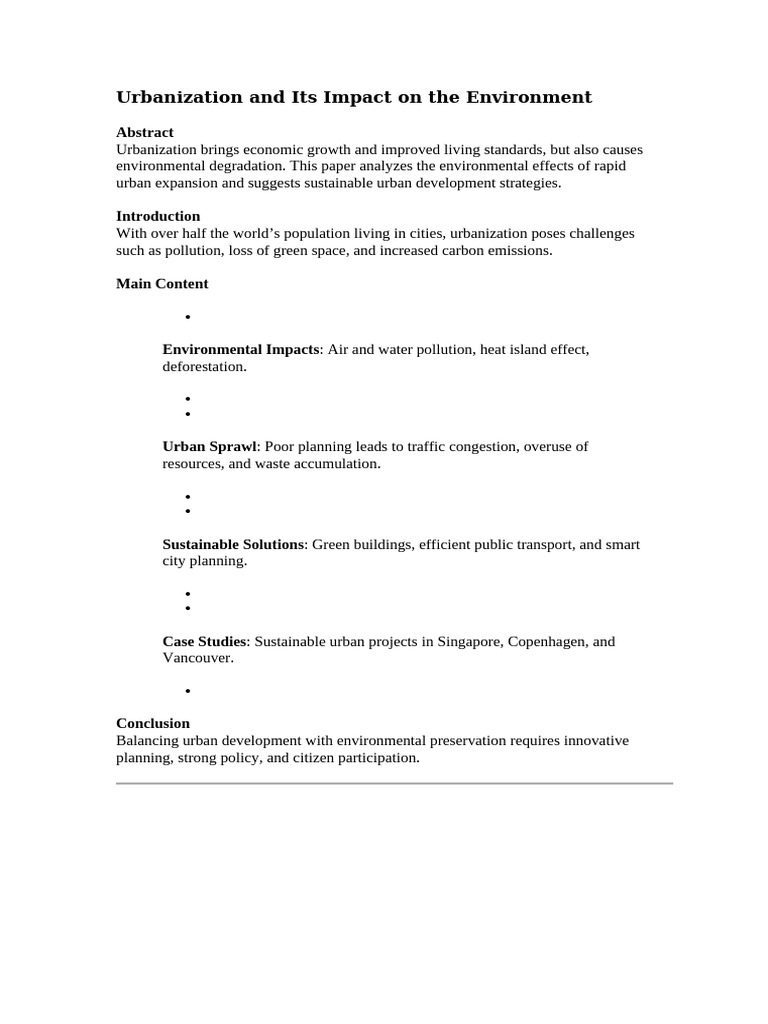 Urbanization and Its Impact On The Environment | PDF