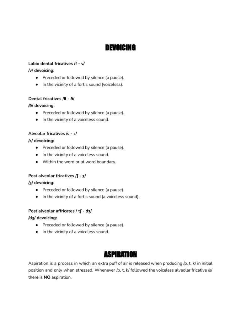 Devoicing - Aspiration | PDF