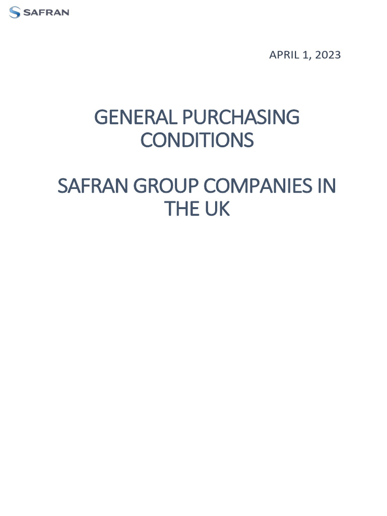 Safran Group Purchasing Conditions UK | PDF | Indemnity | Intellectual ...
