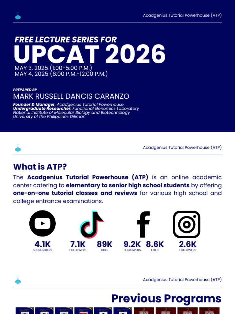 UPCAT 2026 Free Lecture Series Guide | PDF | Set (Mathematics ...