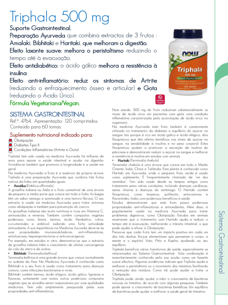 Benefícios do Triphala para Saúde Digestiva | PDF | Gota | Diabetes