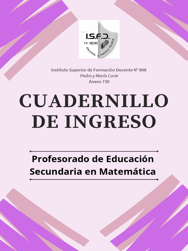 Cuadernillo de MATEMATICA Ingreso 2025 | PDF | Resistencia antimicrobiana | Aprendizaje