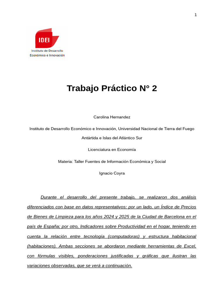 TP 2° Taller Ignacio Coyra (Corrección) + Comentarios | PDF | Elasticidad (economía) | Inflación