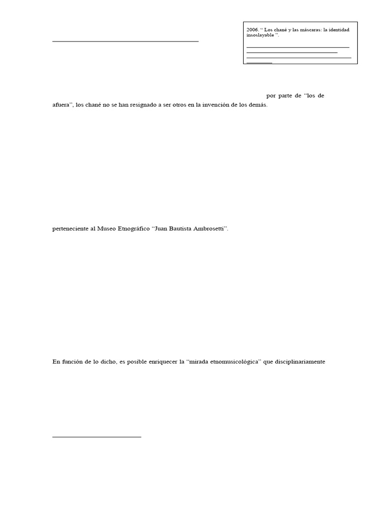 Los Chane y Las Mascaras La Identidad Insoslayable 1 Por Maria Mercedes ...