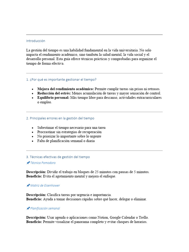 Estrategias Efectivas de Gestión Del Tiempo Para Estudiantes ...