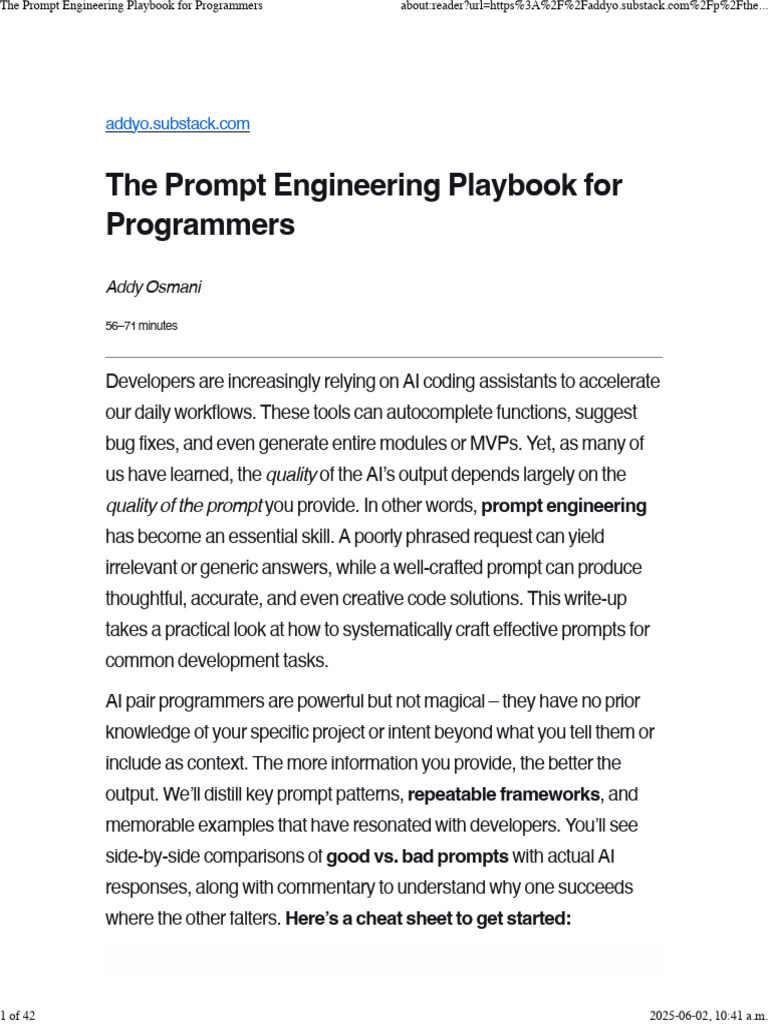 The Prompt Engineering Playbook For Programmers | PDF | Software Bug | Debugging