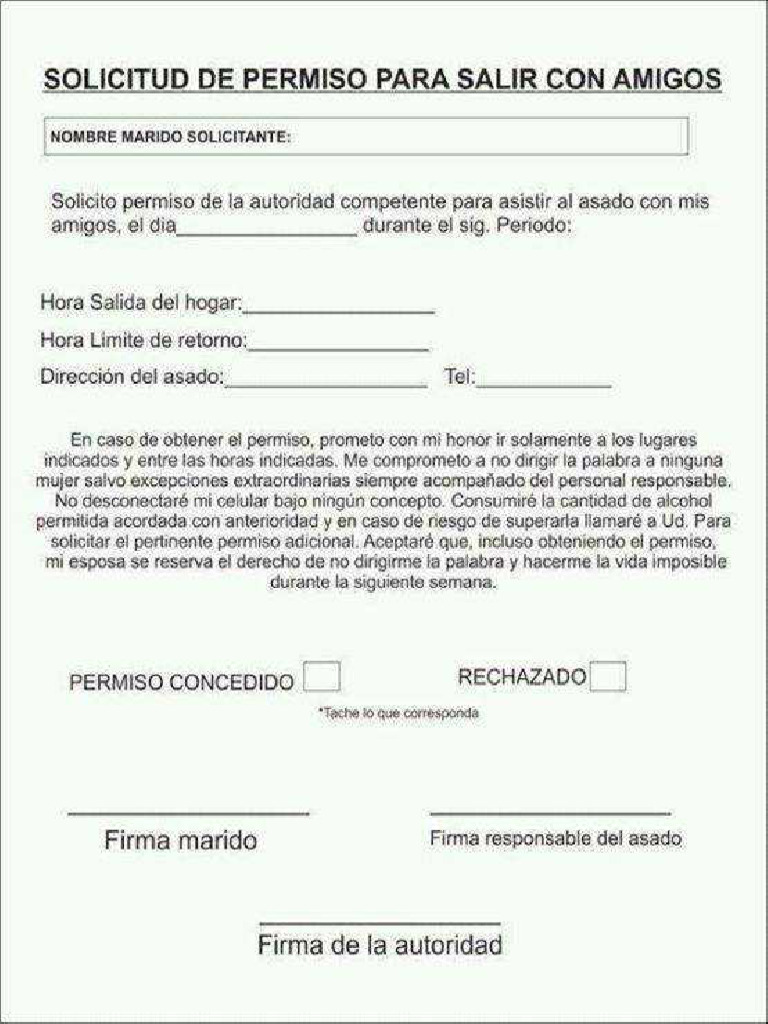 Solicitud de permiso para salir con amigos | PDF
