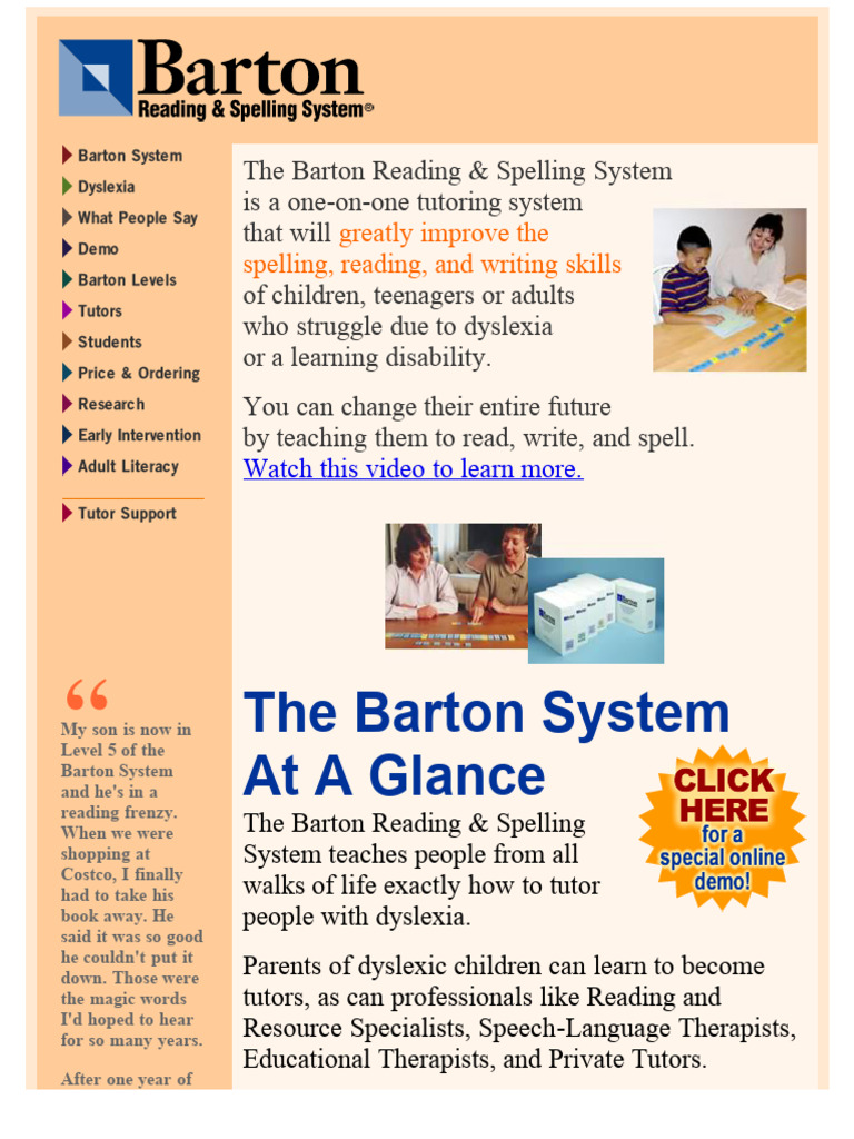 Barton Reading | PDF | Dyslexia | Learning