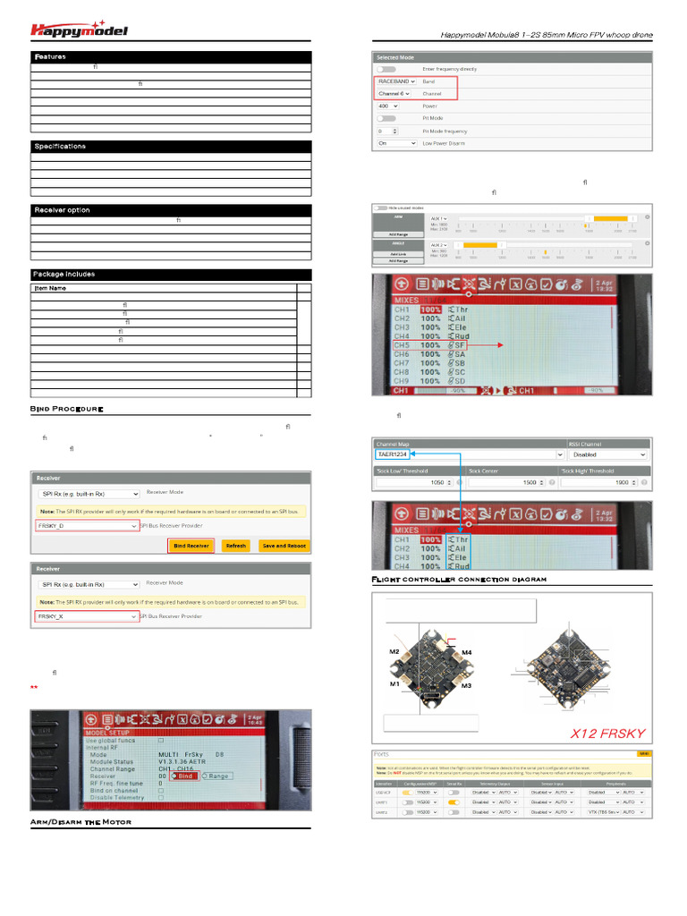 Manual For Mobula8 SPI FRSKY 1 2S 85mm Micro FPV Whoop Drone | PDF | Booting | Usb