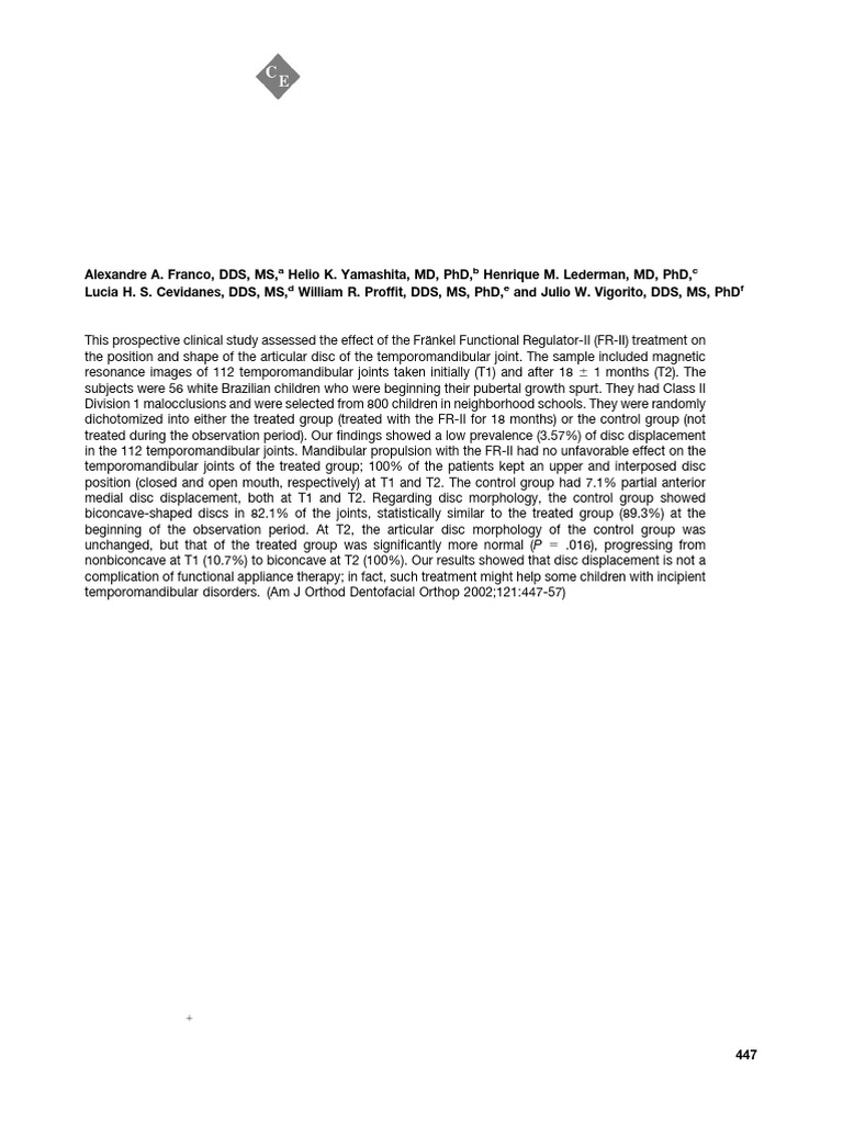 Alexandre A - Am J Orthod Dentofacial Orthop - 2002 | PDF | Magnetic ...
