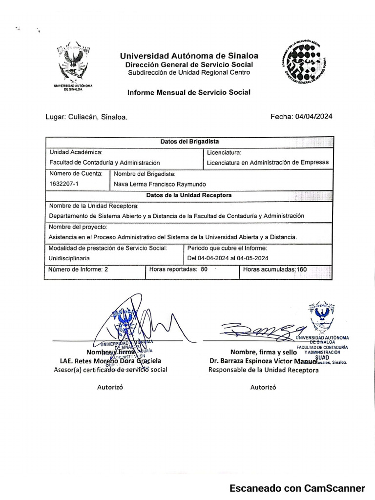 Segundo Informe Mensual de Servicio Social | PDF