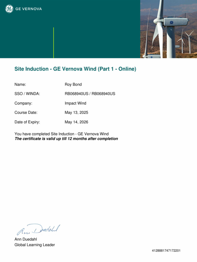 Site Induction Certificate | PDF