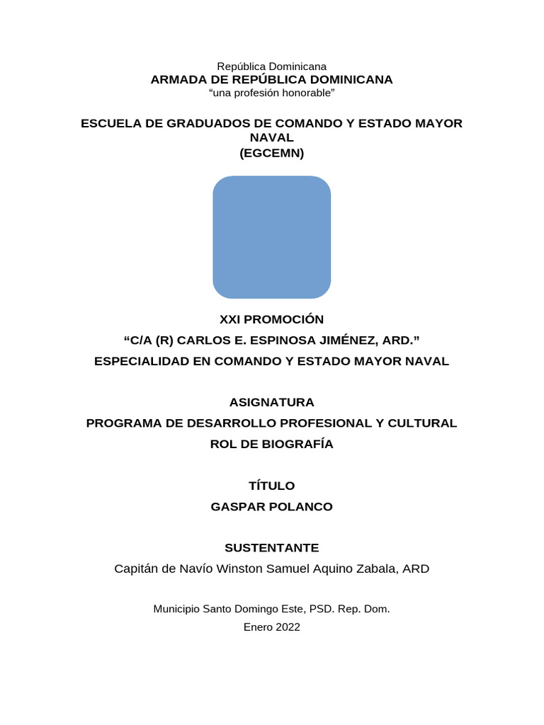 Rol de Biografias (Gaspar Polanco Borbon) | PDF