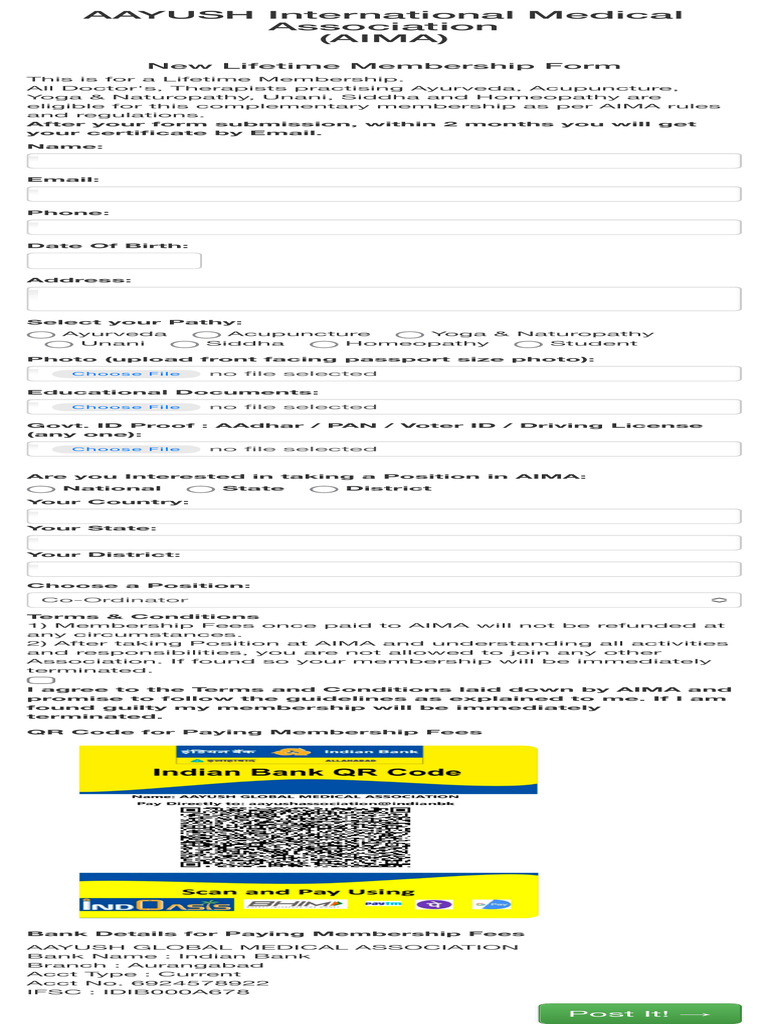 AIMA Lifetime New Membership Form | PDF