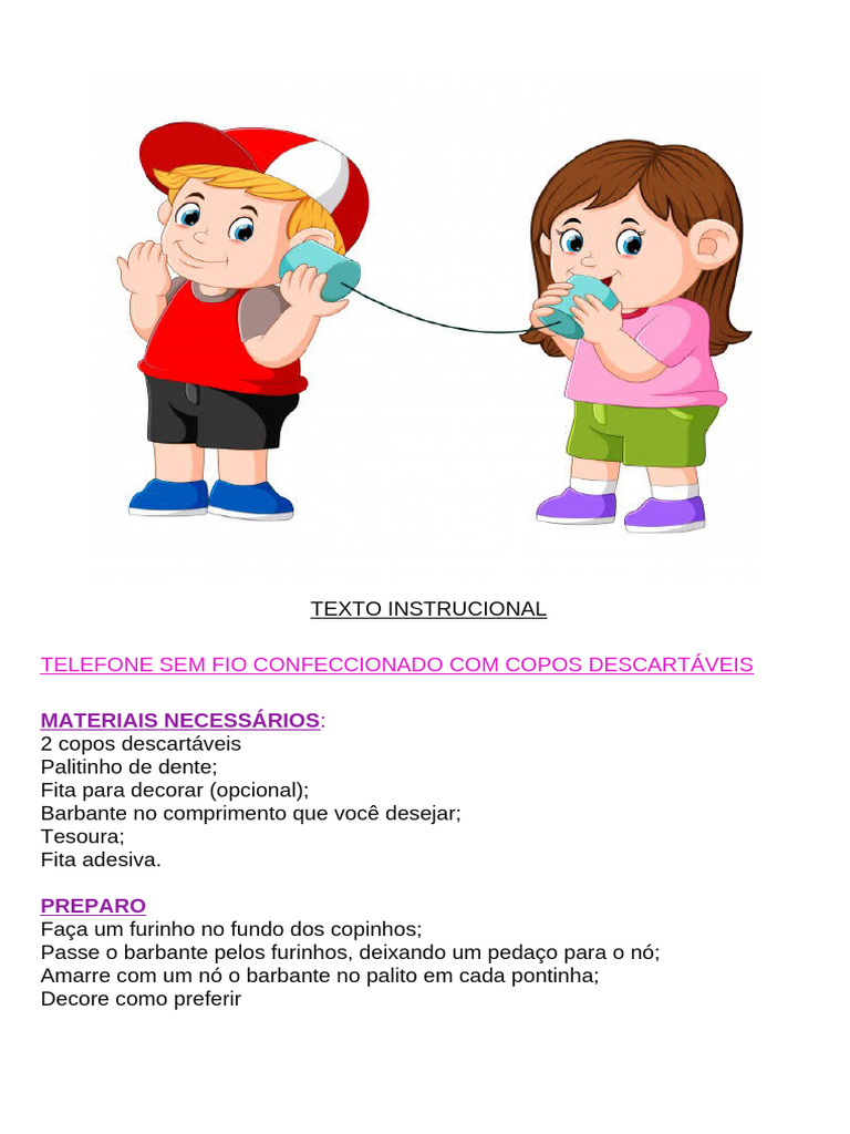 Telefone Sem Fio com Copos Descartáveis | PDF