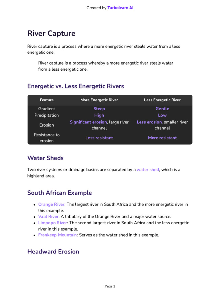 River Capture: Energetic vs. Less Energetic Rivers | PDF | River | Erosion