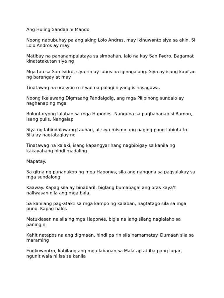 Ang Huling Sandali Ni Mando | PDF