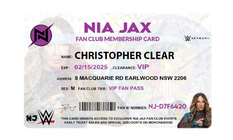 Nia Jax Fan Club Membership Card | PDF