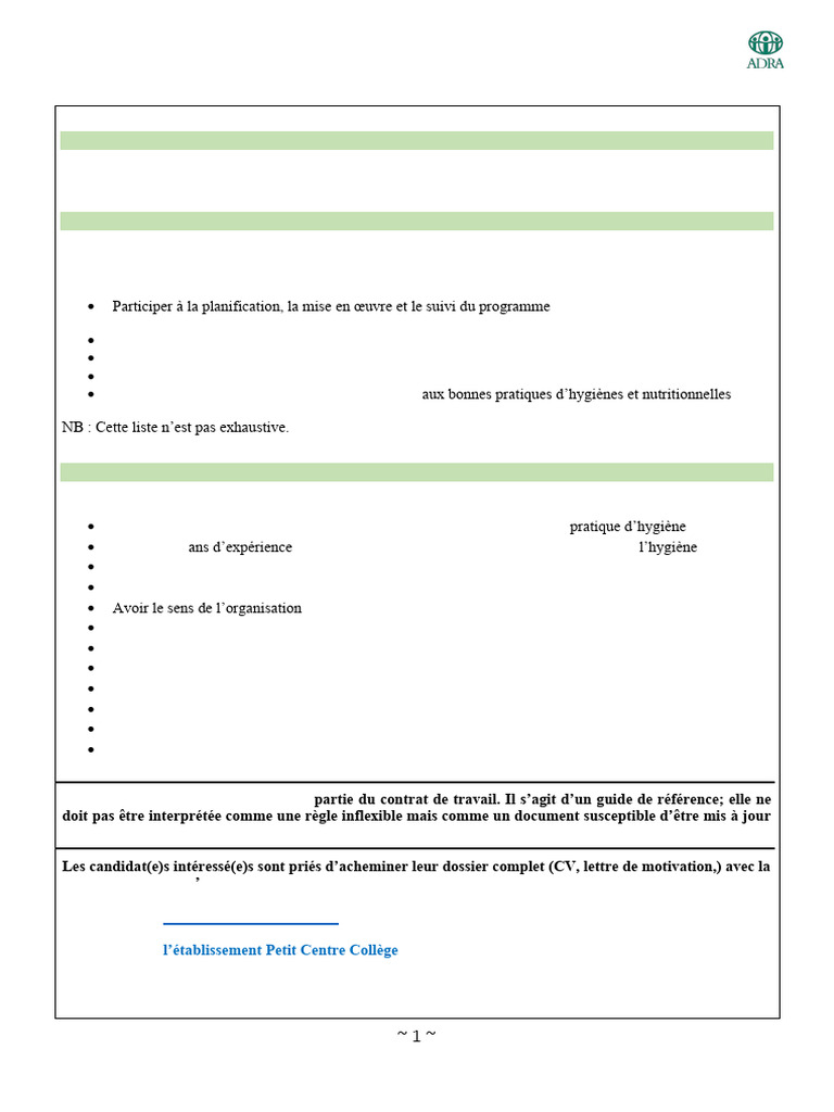 Intitule Du Poste | PDF