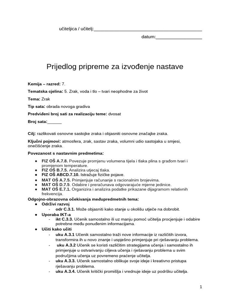Priprema - 5.1. Zrak | PDF