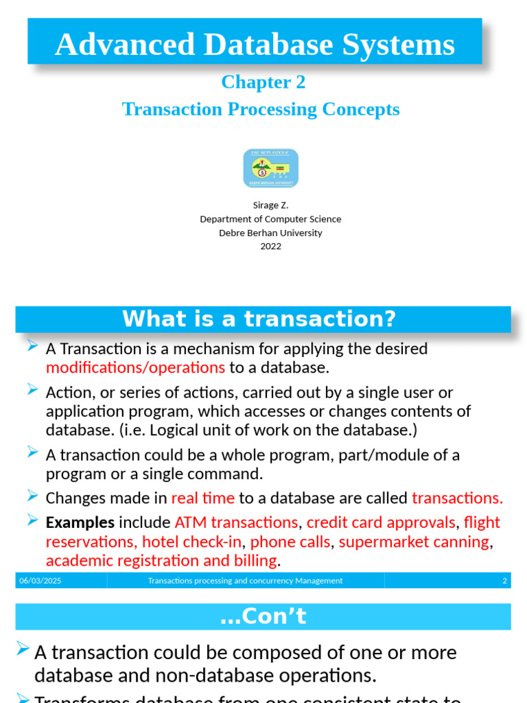 Chapter 2 Transaction Management | PDF | Database Transaction | Acid