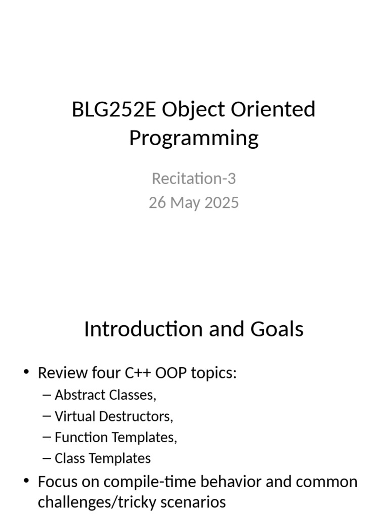 OOP Recitation3 Presentation | PDF | Class (Computer Programming) | Systems Architecture
