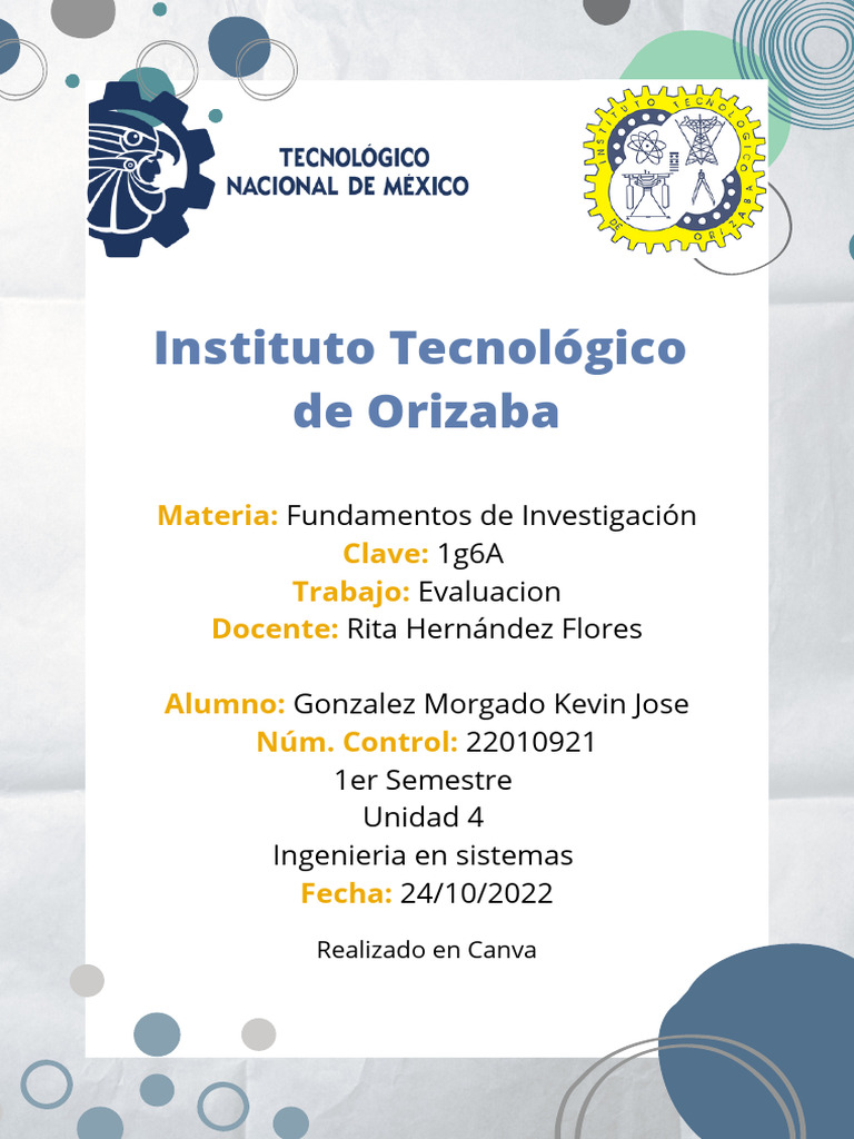 1g6a FundamentosDeInvestigacion Evaluacion Gonzalez-Morgado-Kevin Unidad4 PDF | PDF ...