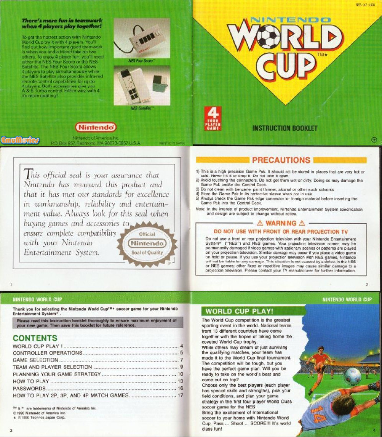 Nintendo World Cup Game Manual | PDF