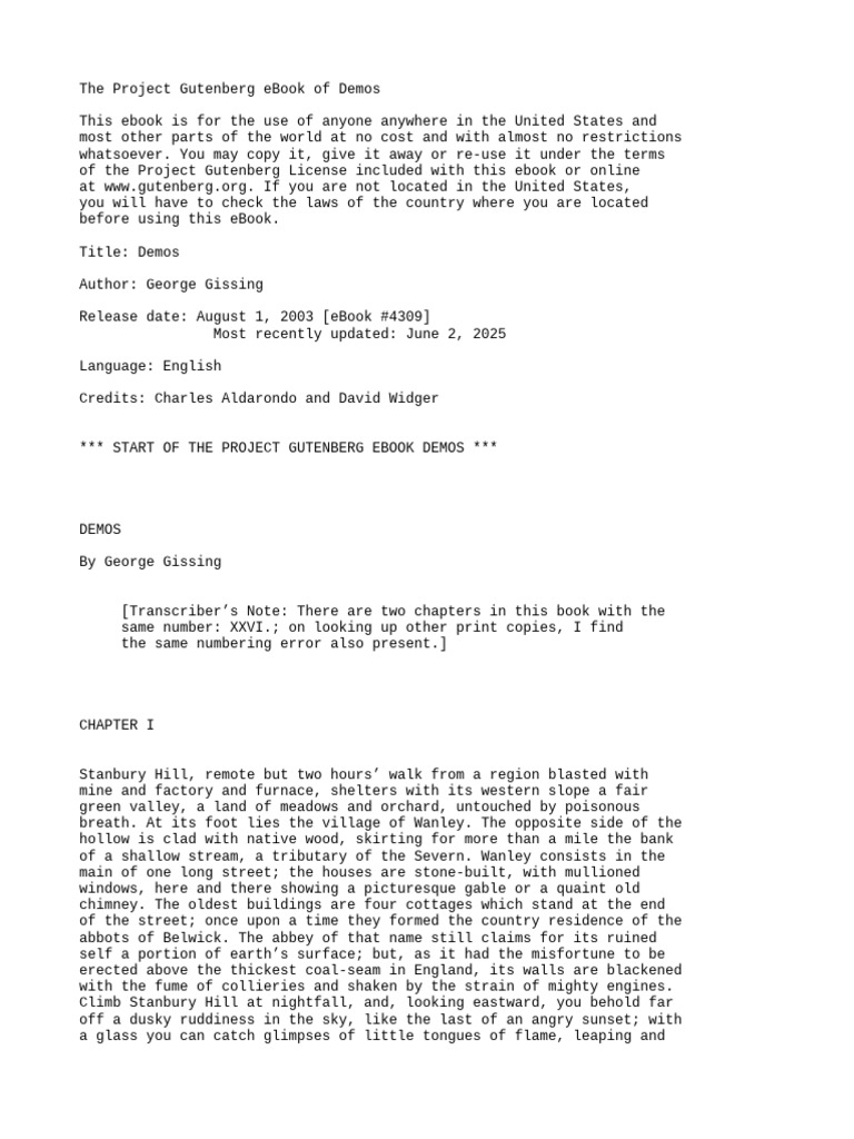 The Project Gutenberg Ebook of Demos | PDF