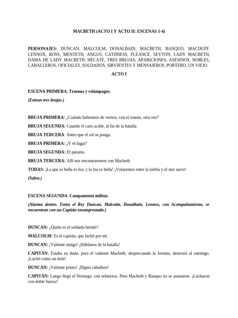 MACBETH Guión | PDF | Macbeth | Arquetipos literarios