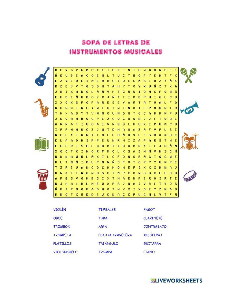 Sopas de Letras Instrumentos | PDF
