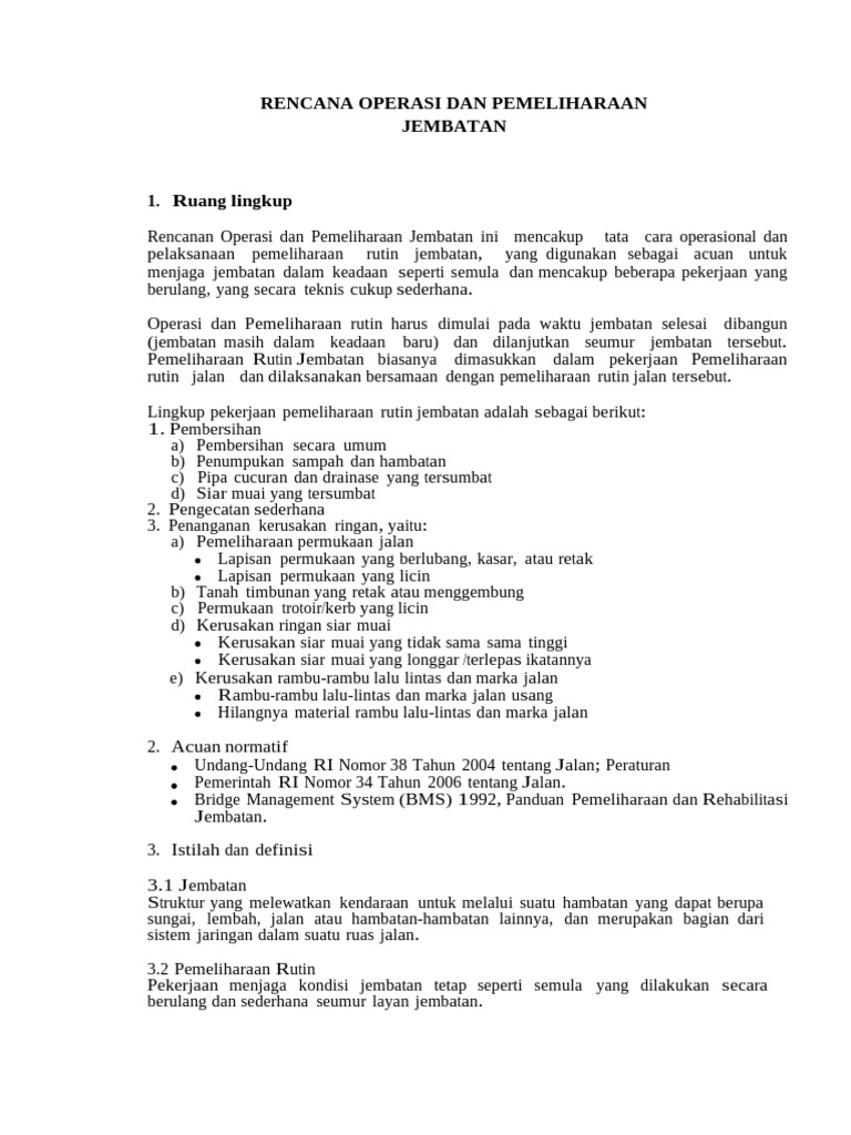 Rencana Operasional Dan Pemeliharaan | PDF