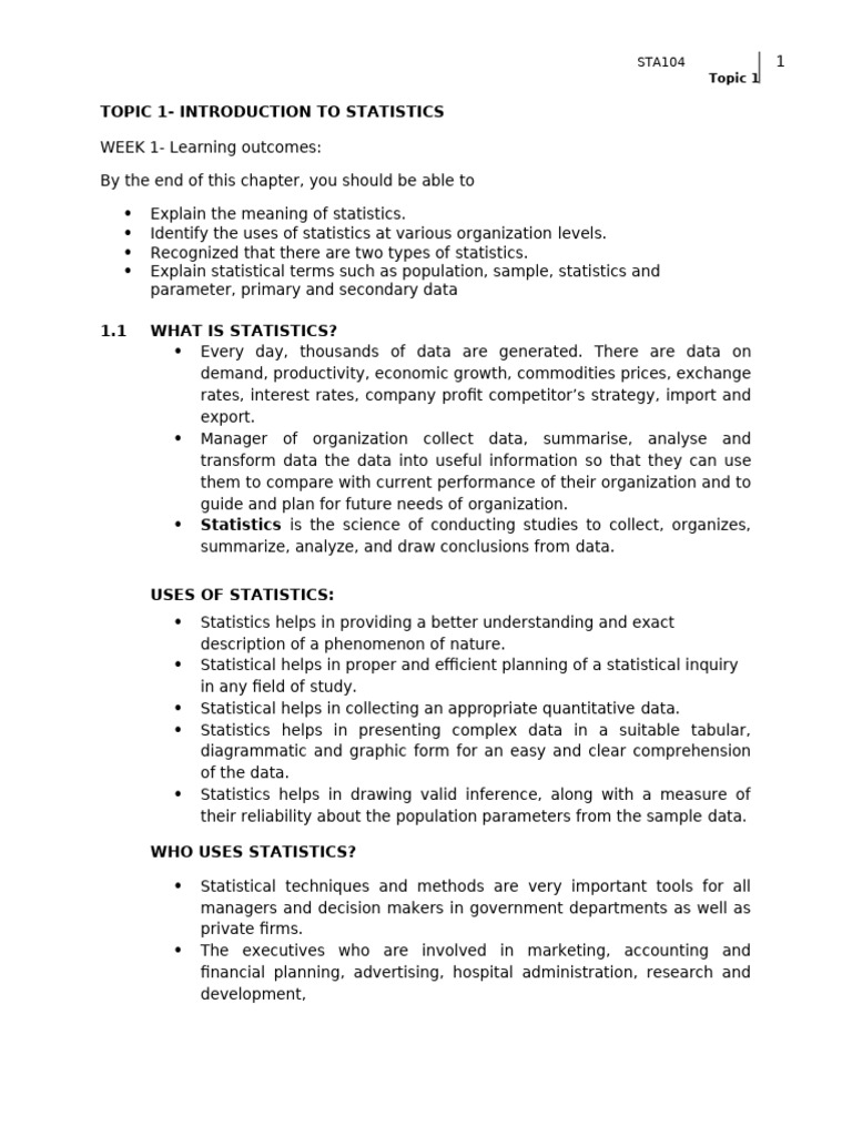 Intoduction To Statistics | PDF | Statistics | Sampling (Statistics)