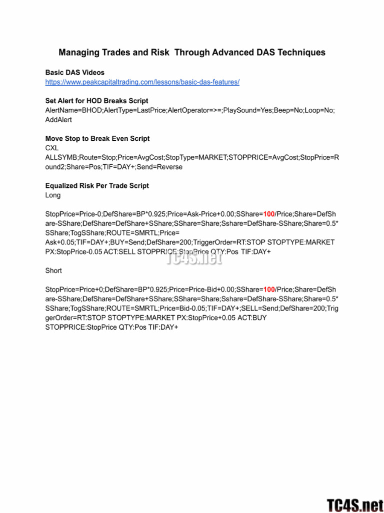 Managing Trades and Risk Through Advanced DAS Techniques (BC3) | PDF
