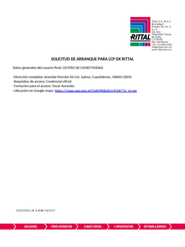 Solicitud de Arranque para LCP DX Rittal | PDF | Ingeniería mecánica ...
