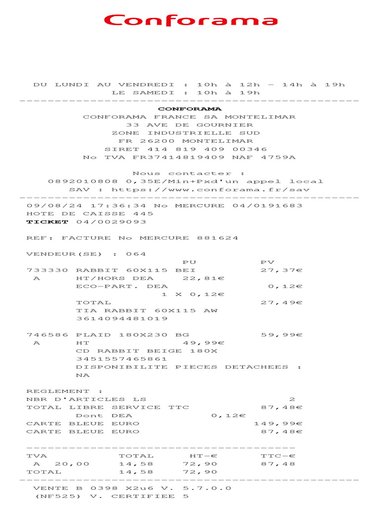 Conforama Horaire Ouverture
