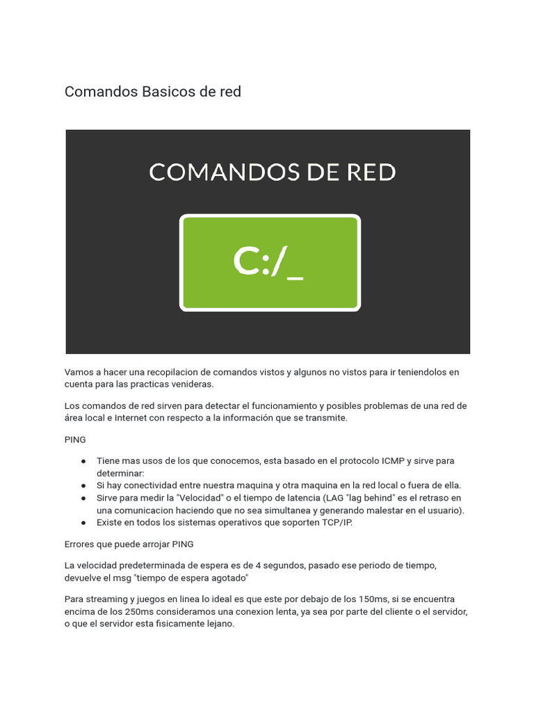 Comandos Basicos de Red | PDF | Protocolo de transferencia de archivos | Archivo de computadora