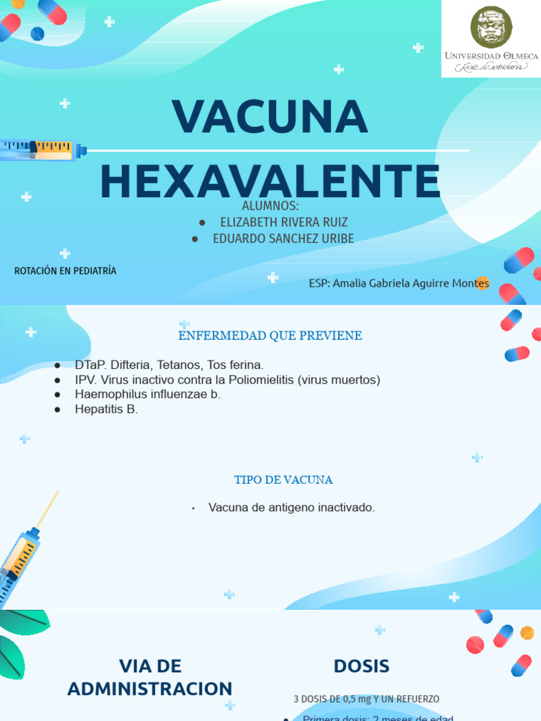 Vacuna Hexavalente: Dosis y Administración | PDF | Drogas | Pediatría