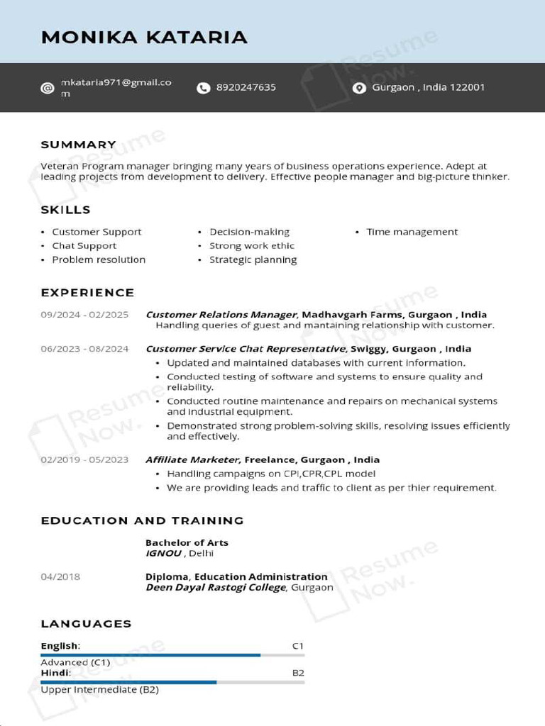 Resume Monika 2025 | PDF