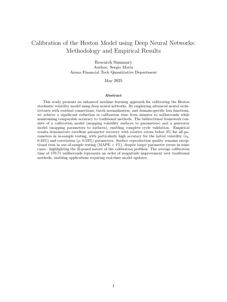 Heston Model Calibration Via Deep Neural Networks 1748284226 | PDF | Volatility (Finance) | Deep ...