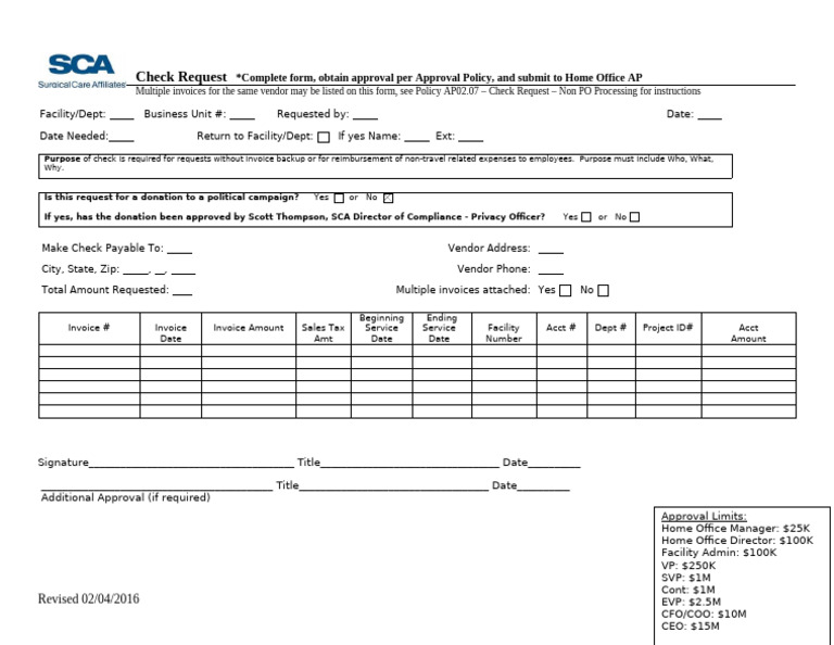 Check Request - Blank | PDF