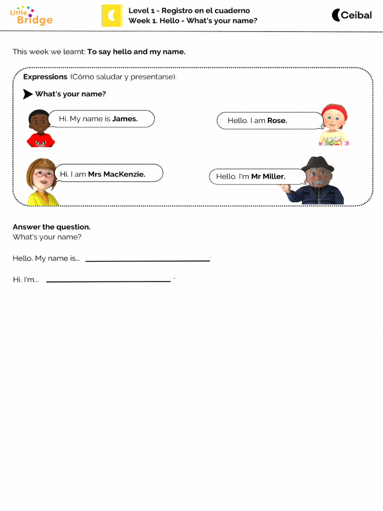 RC Level 1 Week 1 Hello - What's Your Name | PDF