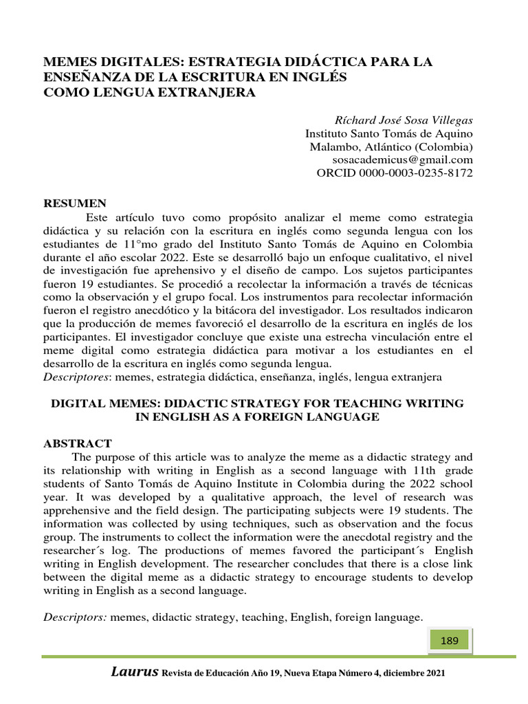 Memes Digitales Como Estrategia Didactic (1) | PDF | Enseñando ...