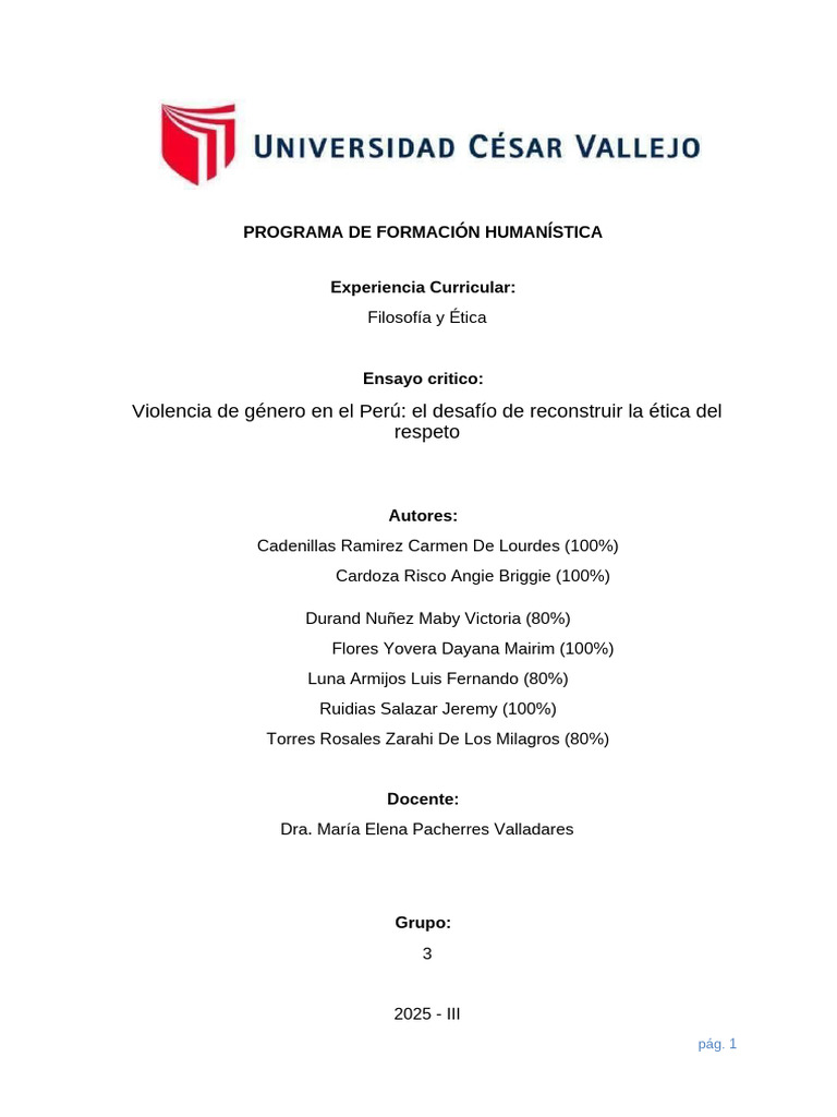 Ensayo crítico- Filosofia _Grupo 3 | PDF | Estudios de género ...