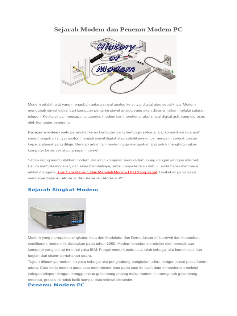 Sejarah Modem Dan Penemu Modem PC | PDF